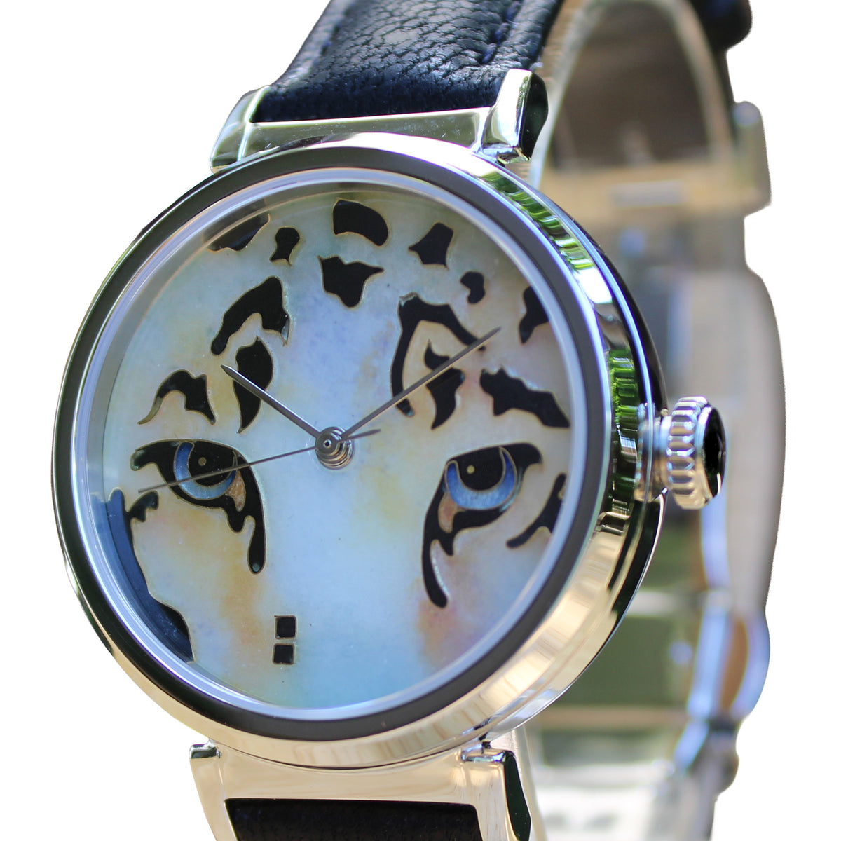Cloisonné Snow Leopard by Merry-Lee Rae - 38mm Swiss Automatic ...